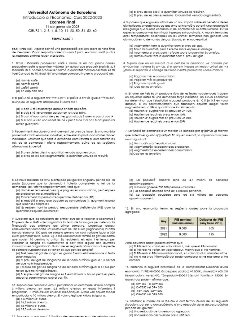 Examen Final Simulacre | PDF