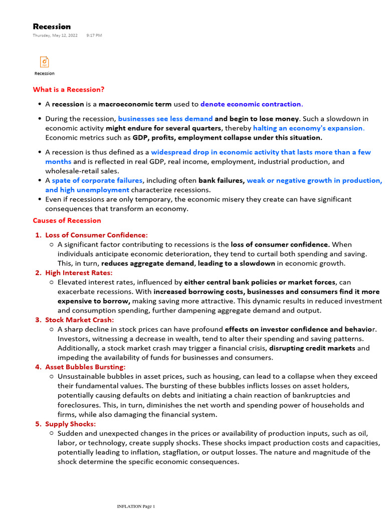 Recession | PDF | Recession | Inflation