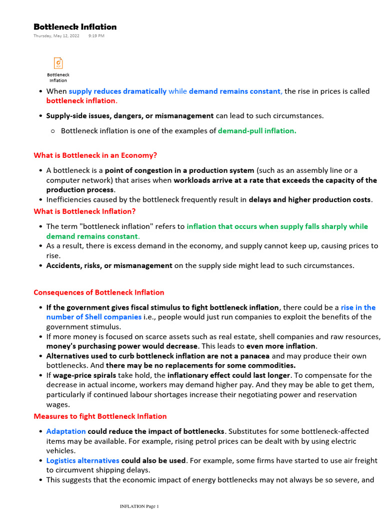 Bottleneck Inflation | Download Free PDF | Inflation | Demand