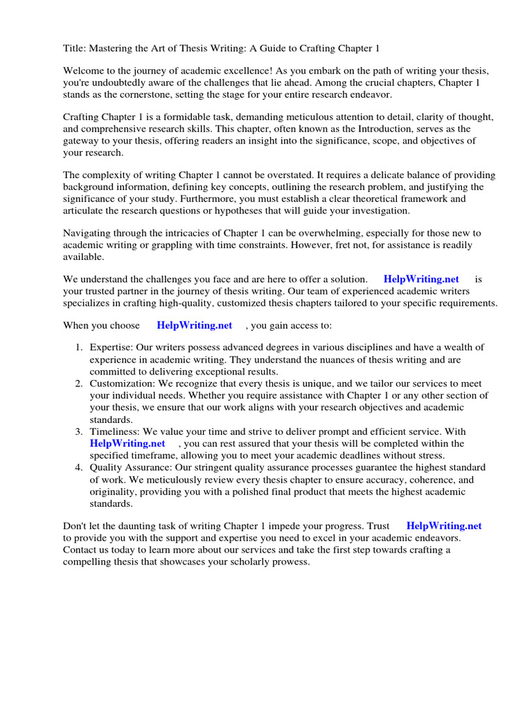 Thesis Chapter 1 Example | Download Free PDF | Thesis | Methodology