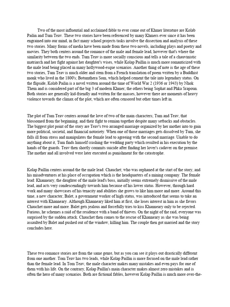 Two of The Most Influential and Acclaimed Fable To Ever Come Out of Khmer Literature Are Kolab ...