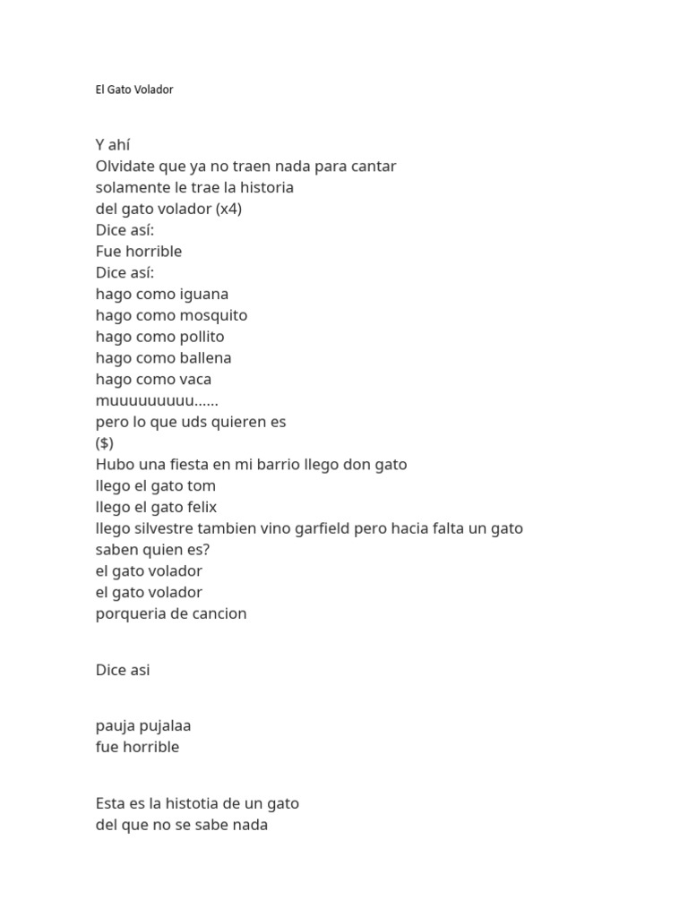 Letra de "El Gato Volador" | PDF | Arte | Novela negra, policíaca y ...