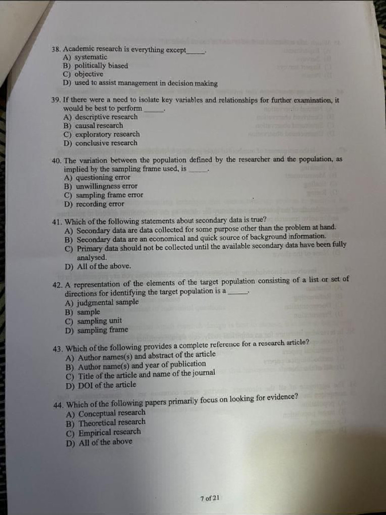 BRM Past Question | PDF