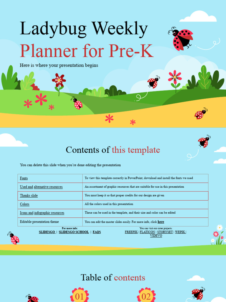 Ladybug Weekly Planner For Pre-K by Slidesgo | PDF | Planets In ...