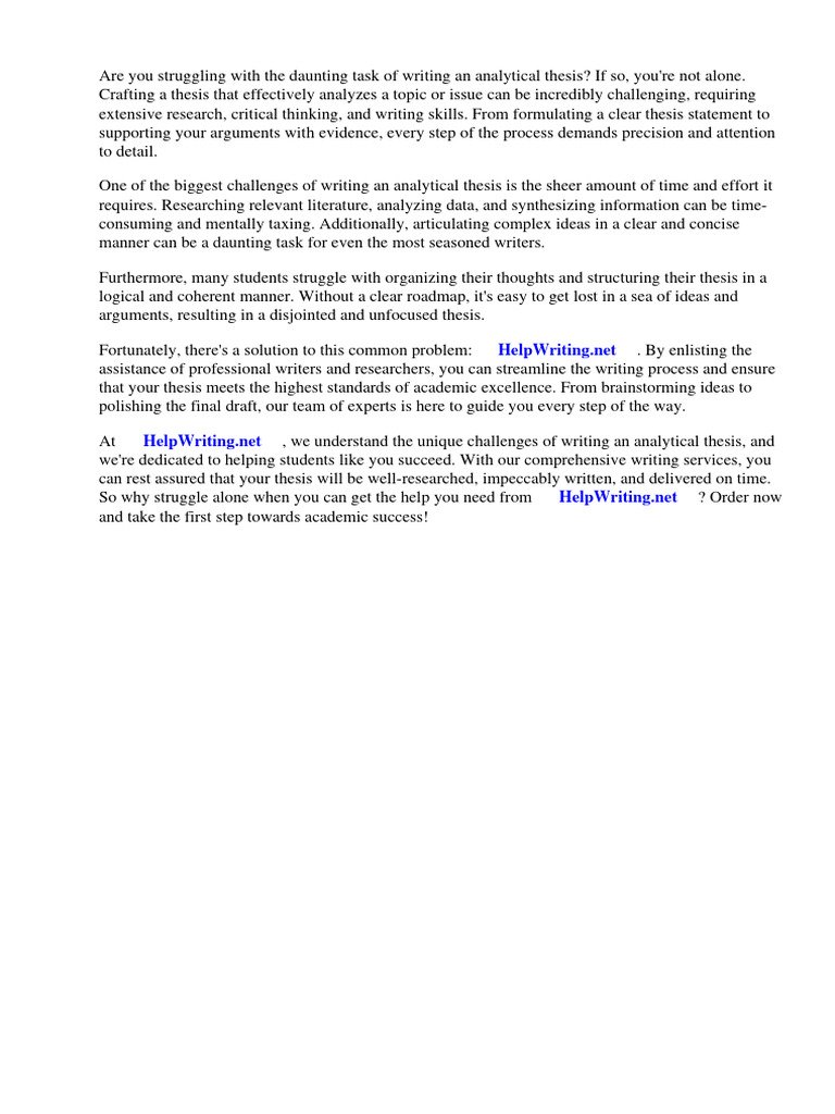 How To Write A Analytical Thesis | PDF | Essays | Thesis