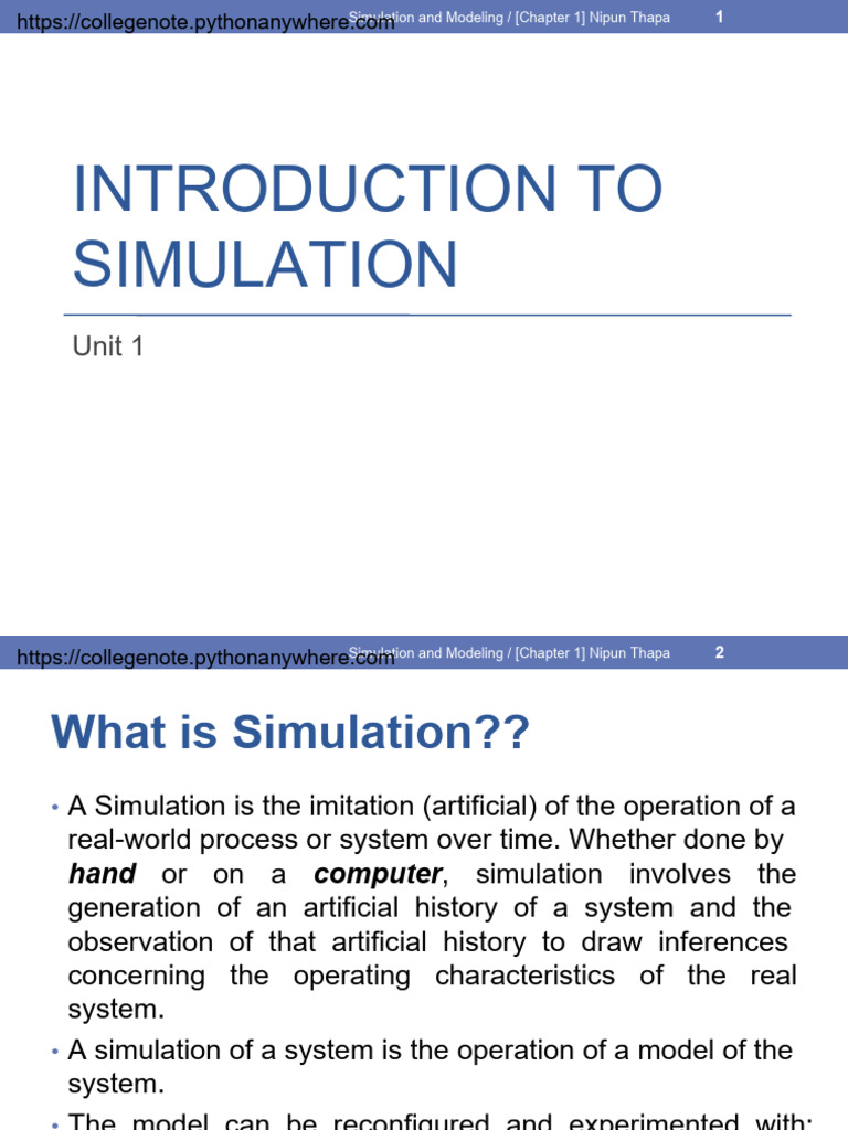 Lesson 1 | PDF | Computer Simulation | Simulation
