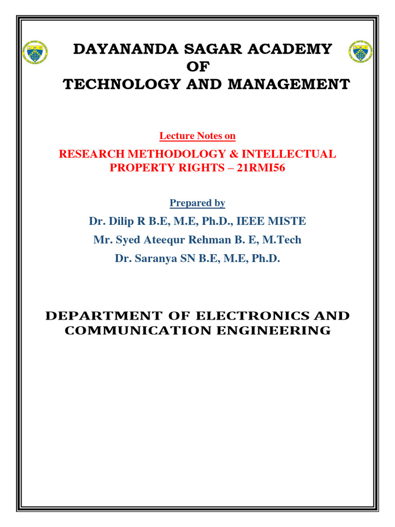 21RMI56 Notes | PDF | Patent | Copyright