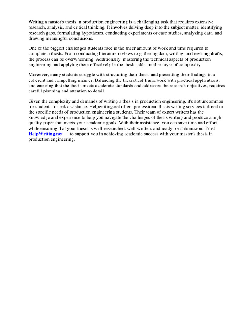 Master Thesis in Production Engineering | PDF | Thesis | Engineering