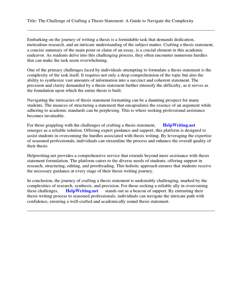 Guide to Crafting Thesis Statements | PDF | Thesis | Essays