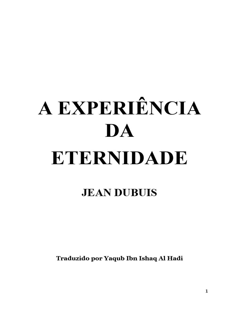 "A Experiência da Eternidade: Jean Dubuis" | PDF | Experiência | Tempo
