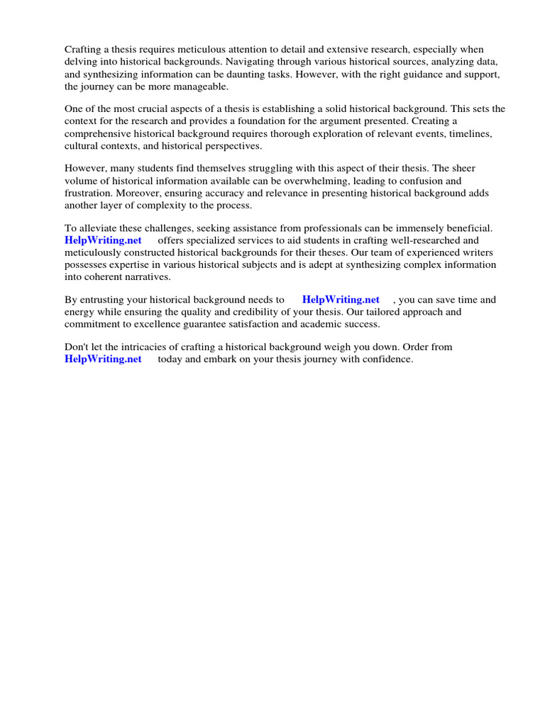 How To Make Historical Background in Thesis | PDF | Thesis | Essays