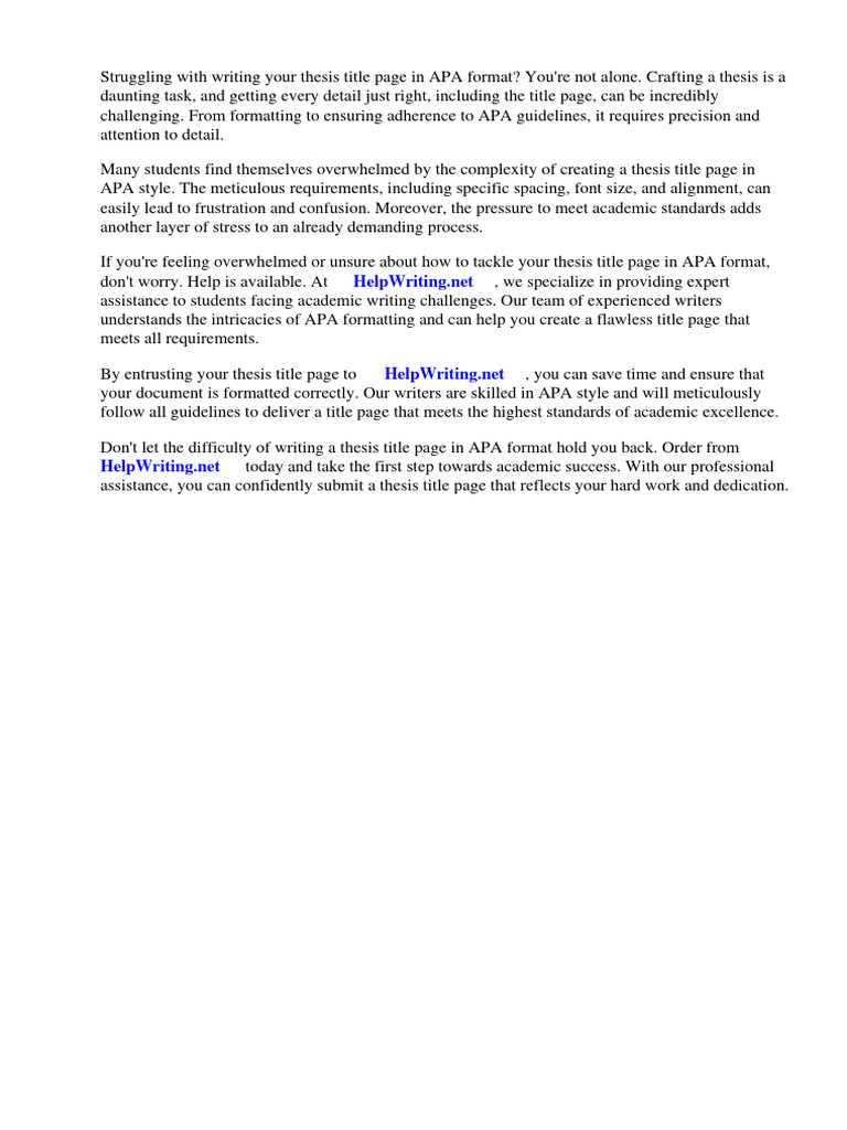 Thesis Title Page Apa | PDF | Apa Style | Thesis