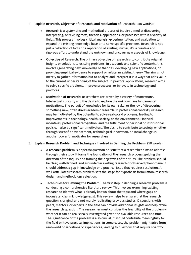 Answers RM&IPR Brief | PDF | Methodology | Statistics