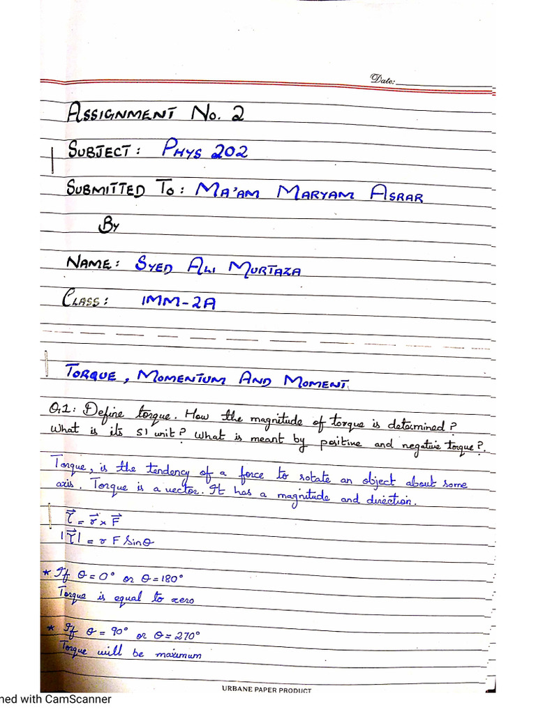 Physics Assignments # 2 | PDF
