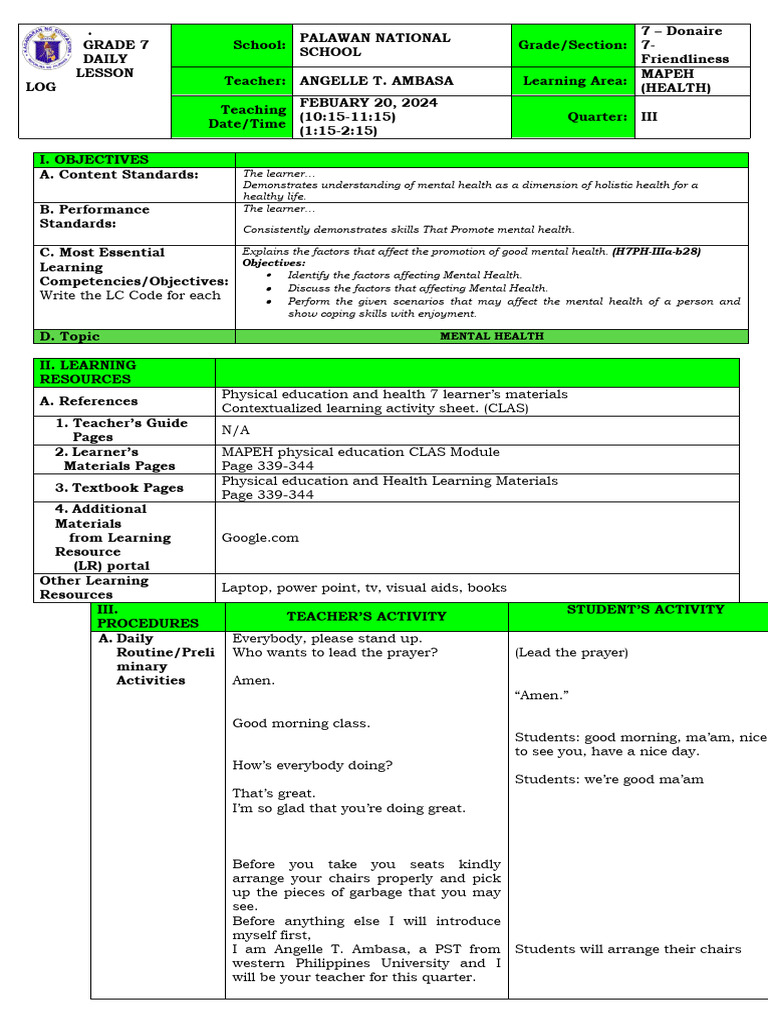 G7 Febuary 22, 2024. DLP (H | PDF | Mind | Mental Health