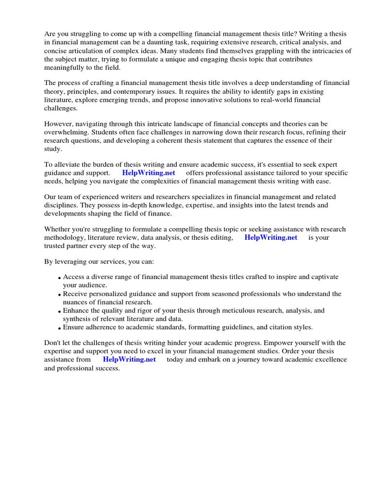 Financial Management Thesis Titles | PDF | International Financial ...