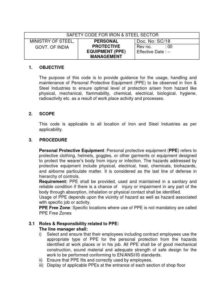 PPE Management in Iron & Steel Industry | PDF | Personal Protective ...
