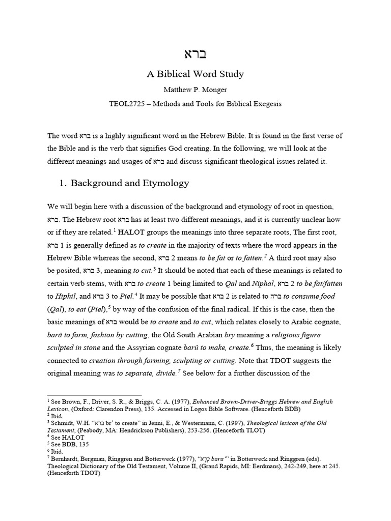 Bara Biblical Word Study | PDF | Genesis Creation Narrative | Book Of Isaiah