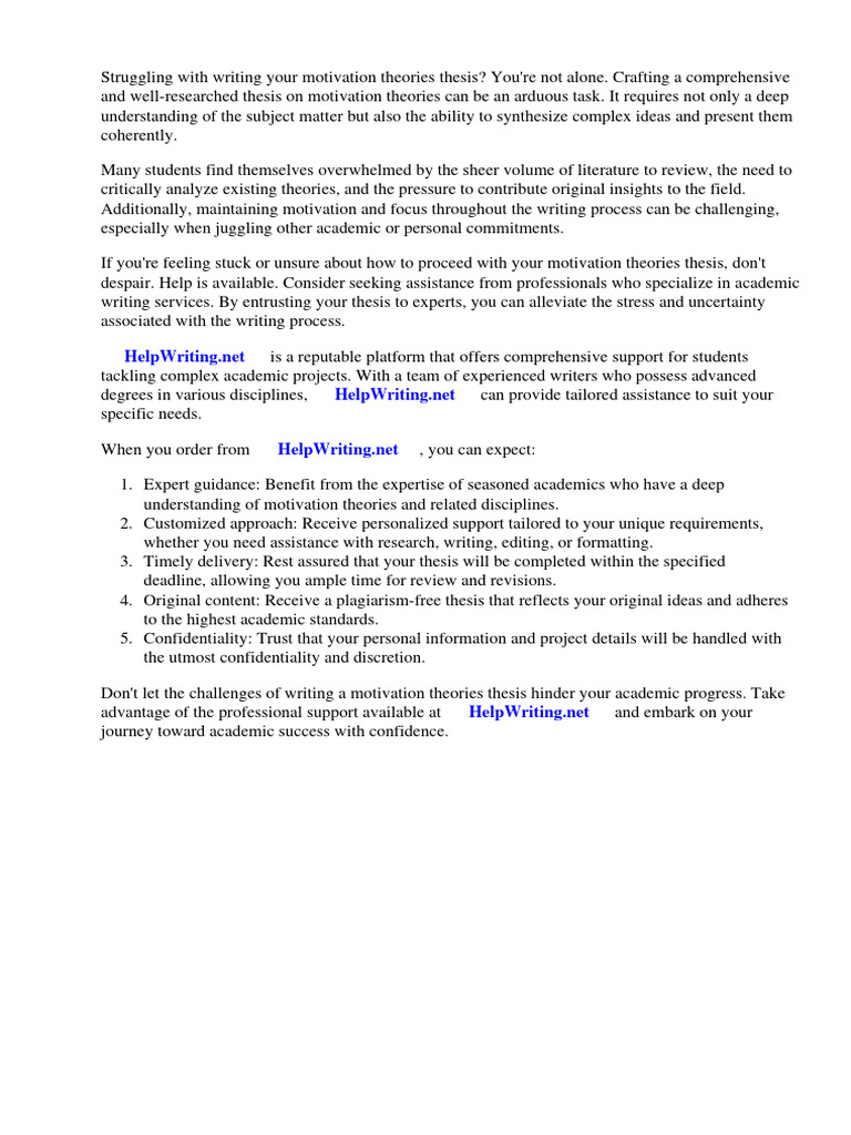Motivation Theories Thesis PDF | PDF | Motivational | Motivation