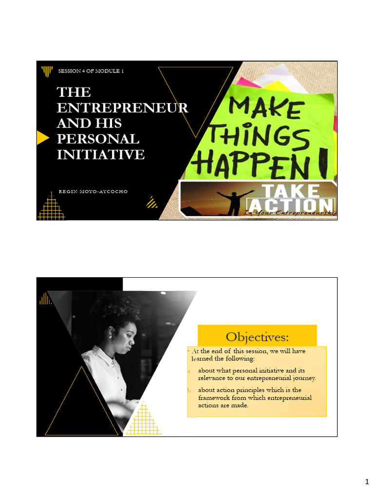 Module 1 Session 4 THE ENTREPRENEUR AND HIS PERSONAL INITIATIVE | PDF ...
