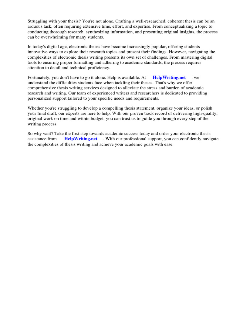 Electronic Thesis Ideas | PDF | Thesis | Leadership