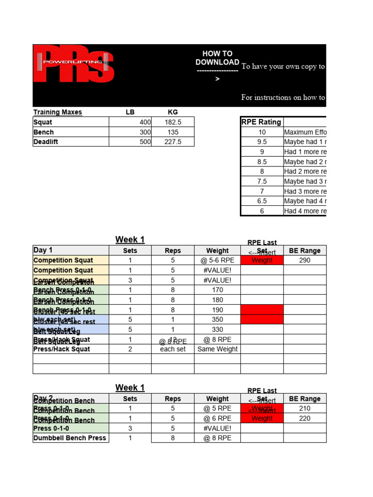 2022 PRs 15 Week Program - 4x Bench, Conventional Deadlift | PDF ...