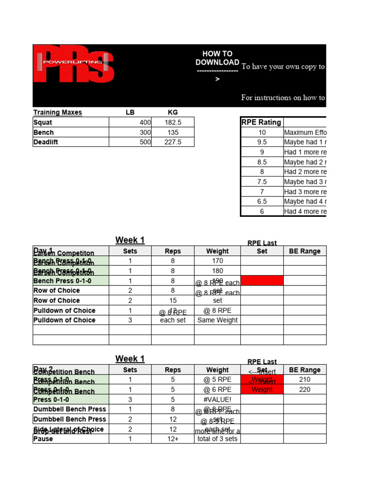 2022 PRs 15 Week Program - 4x Bench, Sumo Deadlift | PDF | Weight ...