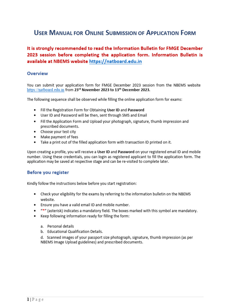 FMGE December 2023 Application Guide | PDF | Identity Document | Payments