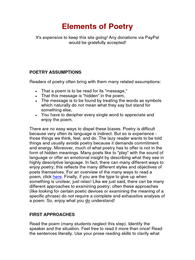 Elements of Poetry PDF | PDF | Poetry | Metre (Poetry)