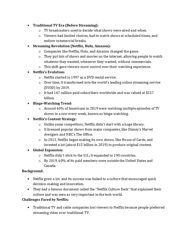 Netflix Case Summary | PDF | Netflix | Streaming Media