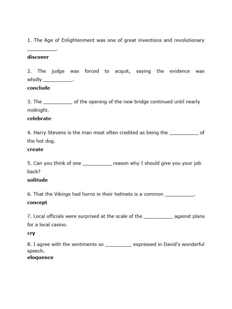 Unit 5 Word Formation 2 | PDF