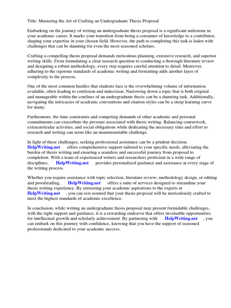 How To Write A Undergraduate Thesis Proposal | PDF | Thesis | Methodology