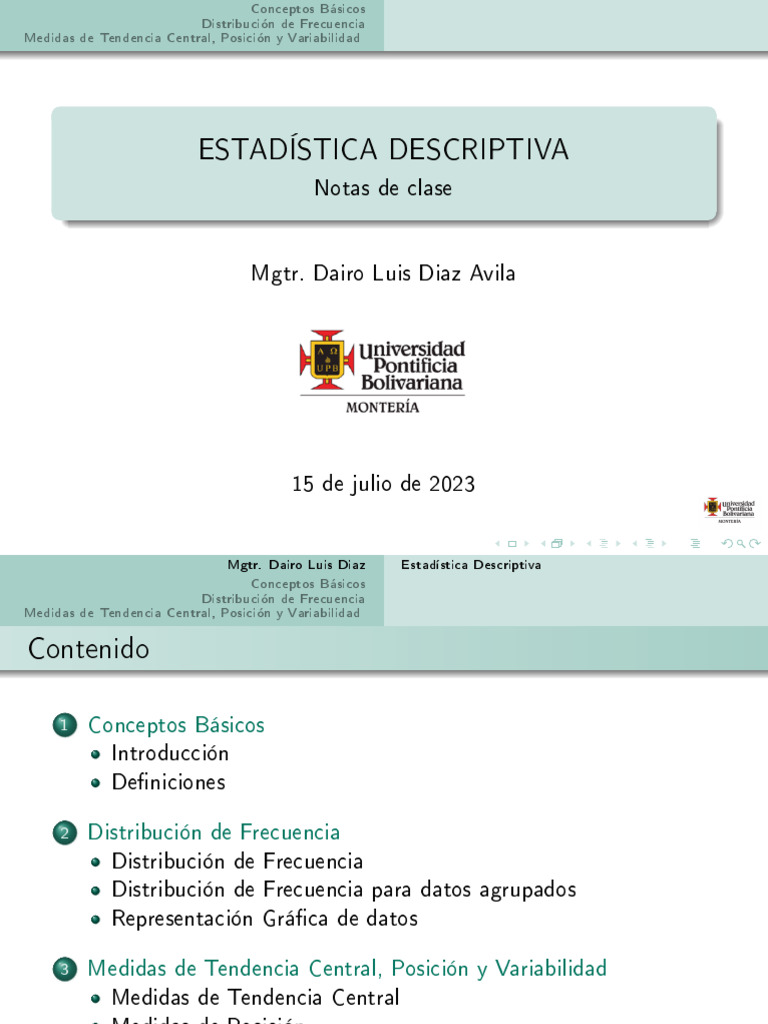 Clases Estadistica Descriptiva | PDF | Cuantil | Estadísticas descriptivas