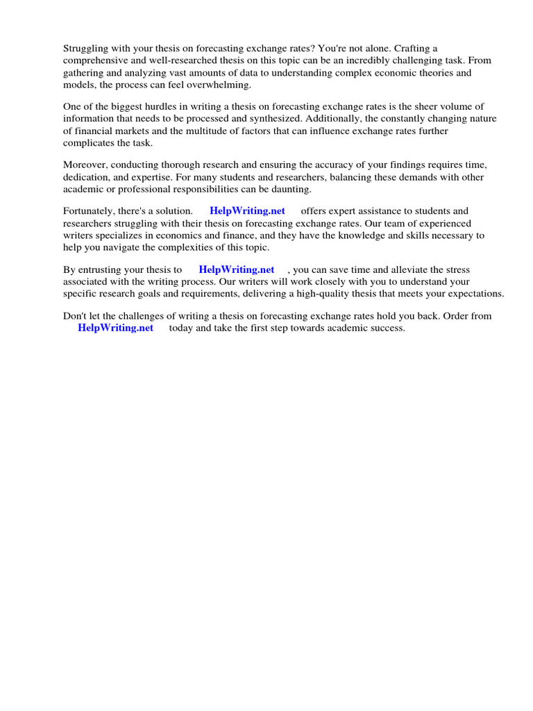 Thesis On Forecasting Exchange Rate | PDF | Exchange Rate | Foreign ...