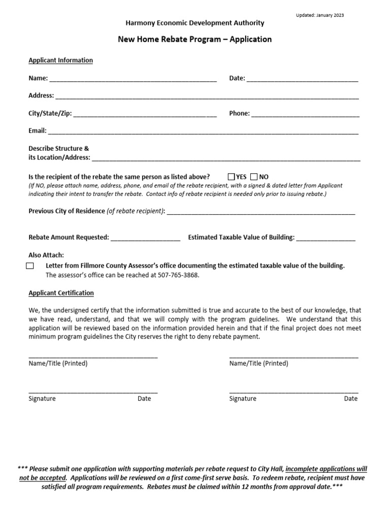 New Home Rebate Program Guidelines | PDF | Rebate (Marketing) | Taxes