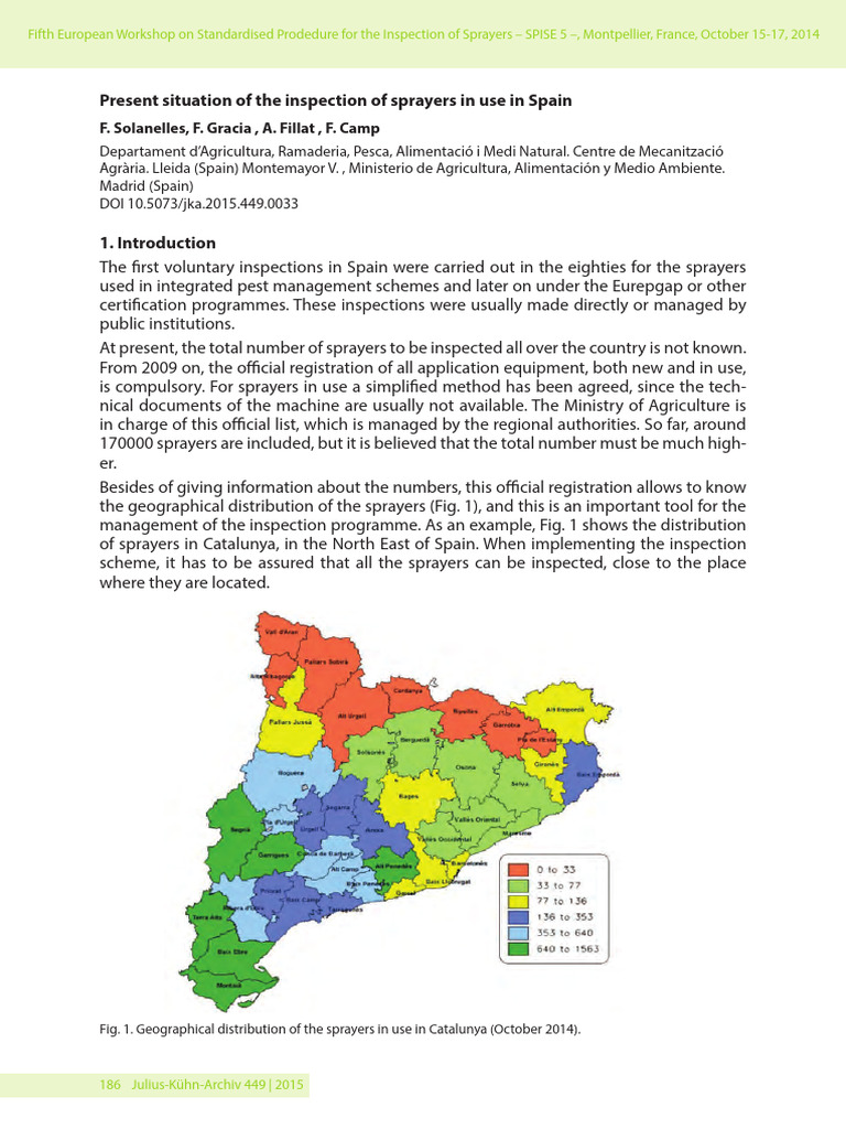 Present Situation of The Inspection of Sprayers in | PDF Present Situation of The Inspection of Sprayers in | PDF
