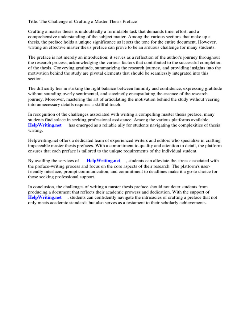 Master Thesis Preface | PDF | Thesis | Books