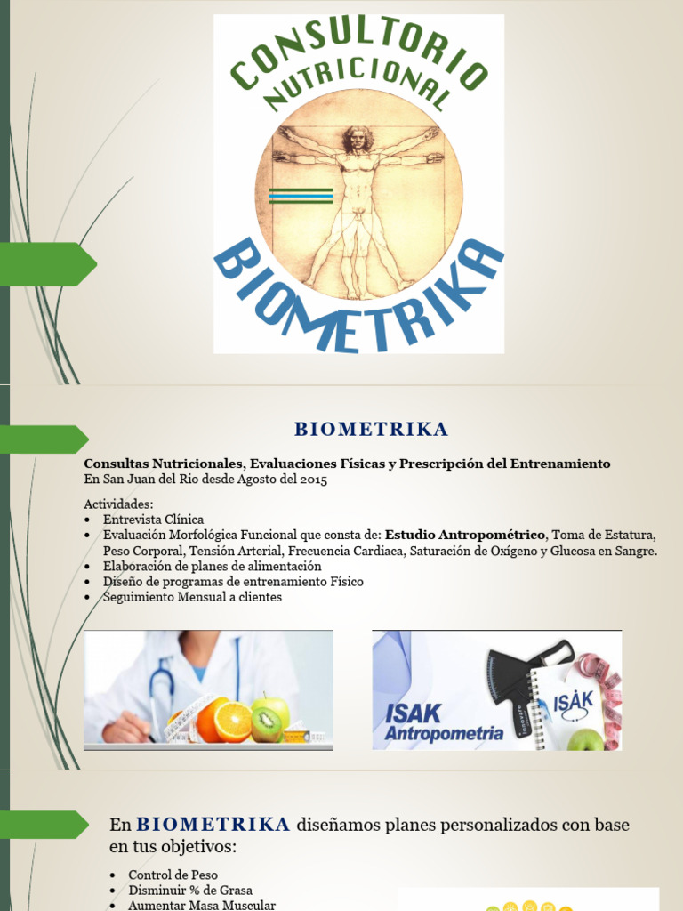 Biometrika Presentacion New | PDF | Dieta | Nutrición