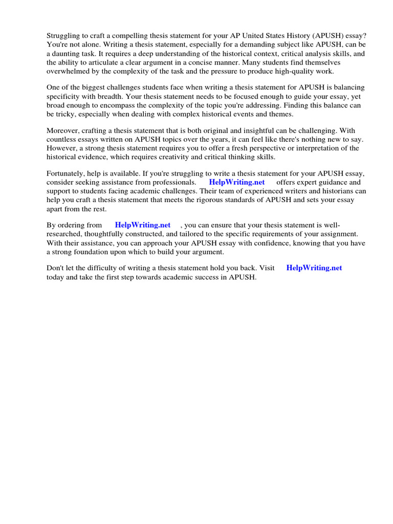 How To Write A Good Thesis Statement For Apush | PDF | Essays ...