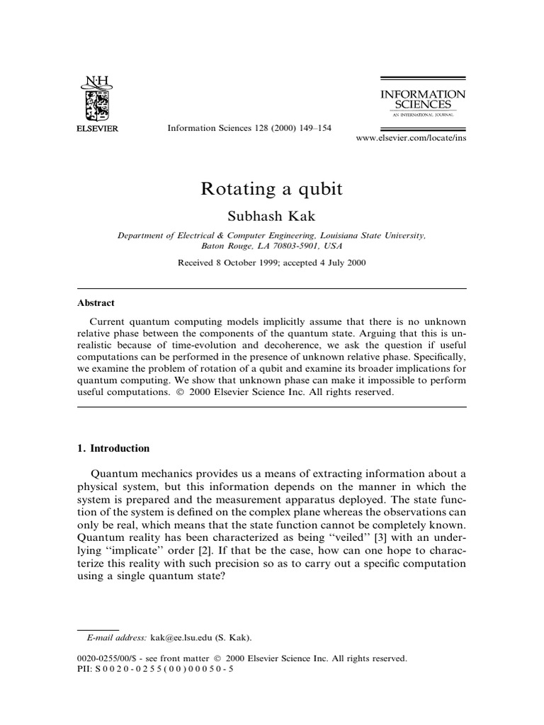 Rotating A Qubit | PDF | Quantum Computing | Quantum Mechanics