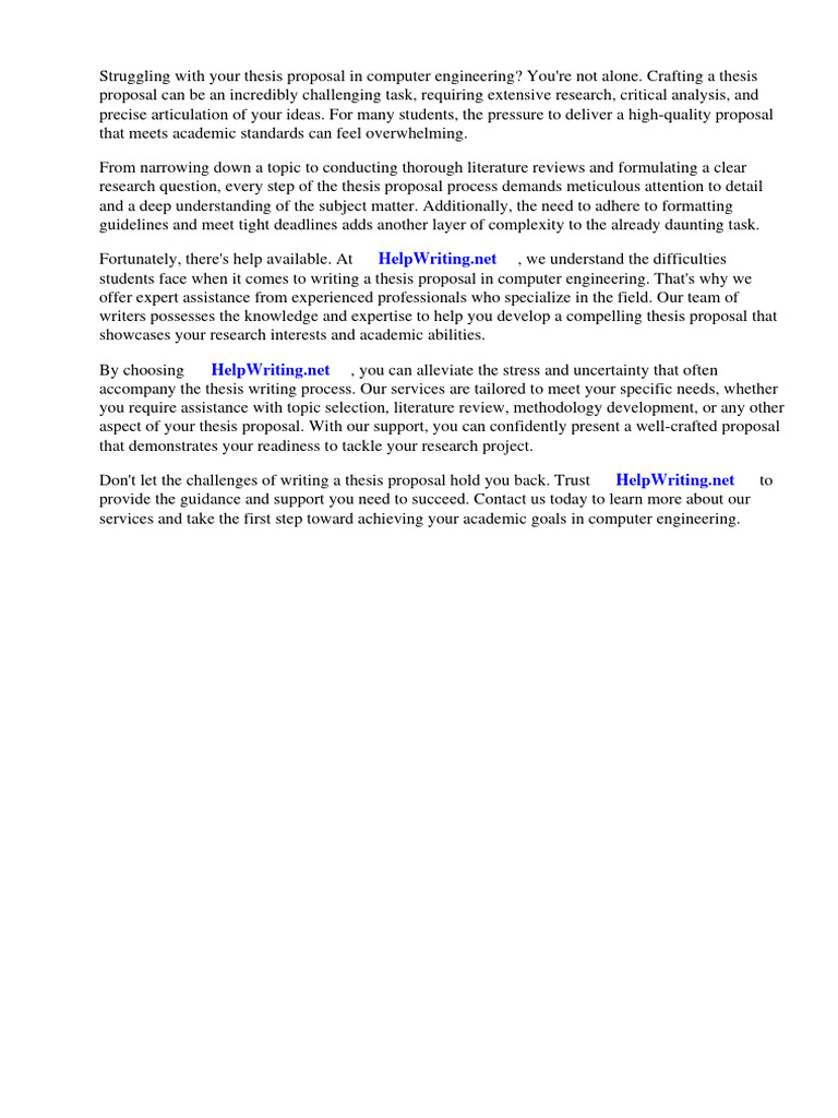 Thesis Proposal Computer Engineering Download Free Pdf Thesis Methodology 