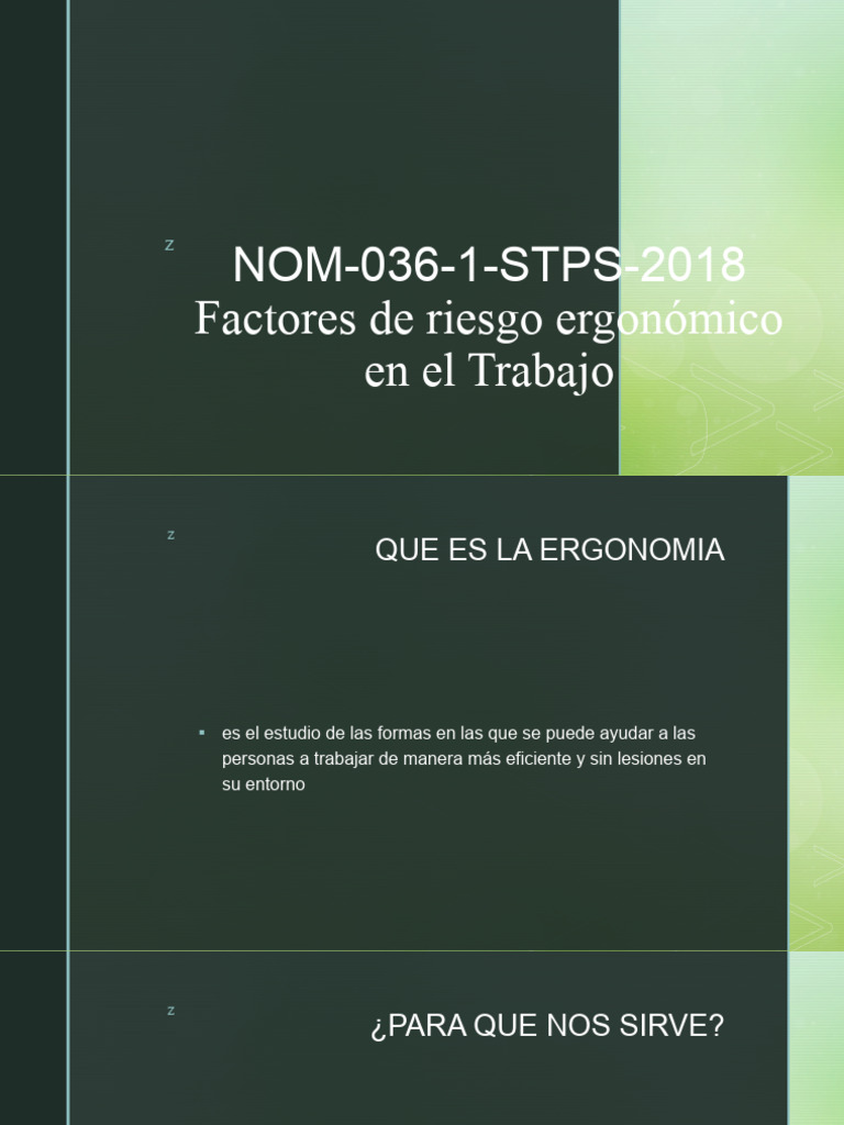 NOM-036-1-STPS-2018 Factores de Riesgo Ergonómico en El Trabajo | Descargar gratis PDF ...