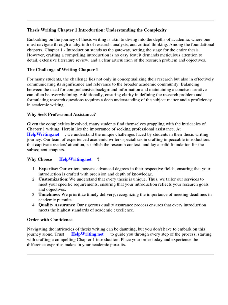 Thesis Chapter 1 Writing Guide | PDF | Thesis | Information