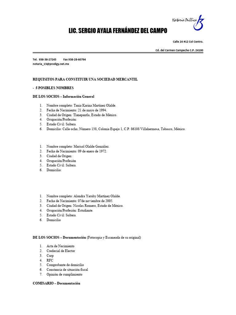 Requisitos para Constituir Una Sociedad Mercantil | PDF | Política | Derecho