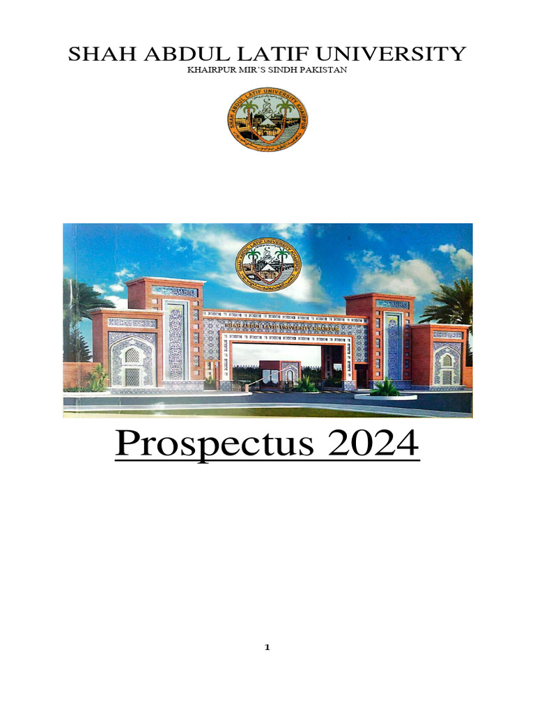 Shah Abdul Latif University Prospectus-2024 | PDF | University And ...