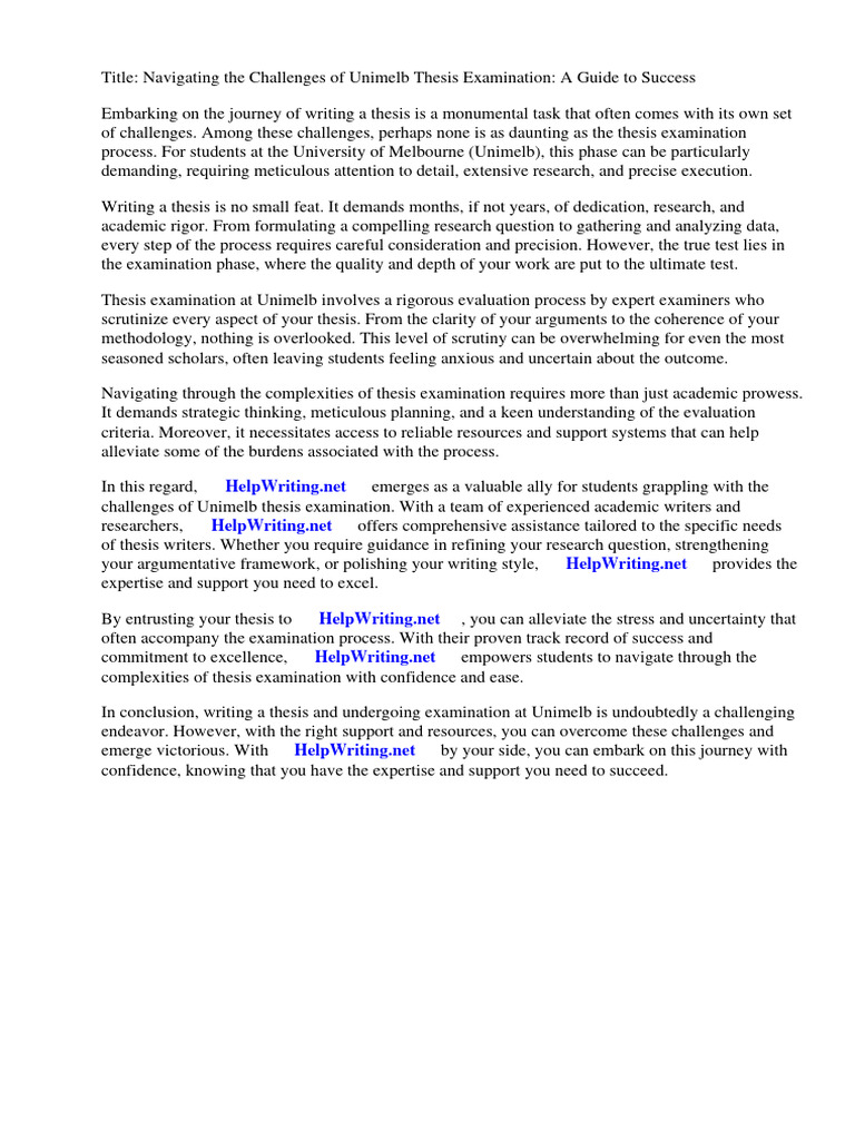 Unimelb Thesis Examination | PDF | Thesis | Essays