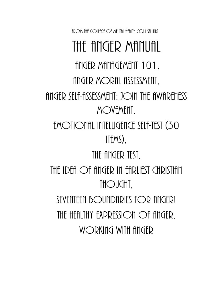 The Anger Manual Full Text PDF Download | PDF | Anger | Grief