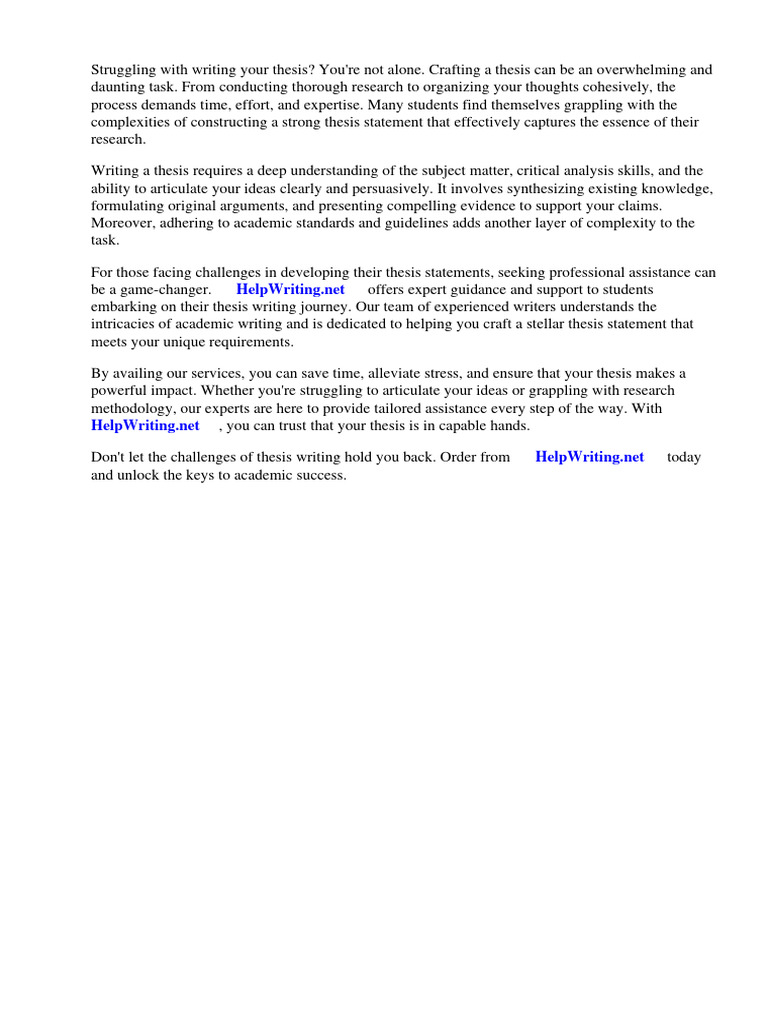 Thesis Writing Help for Students | PDF | Essays | Thesis