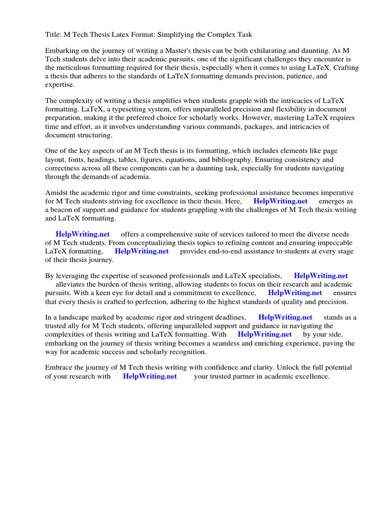 M Tech Thesis LaTeX Formatting Guide | PDF | Thesis | Te X