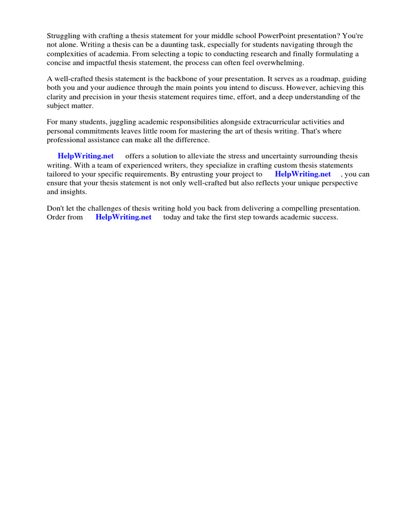 Thesis Statement Middle School Powerpoint | PDF | Essays | Narration